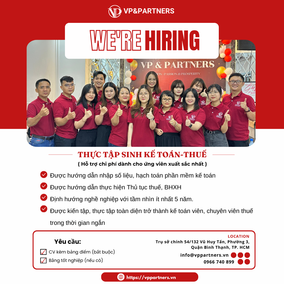 TUYỂN DỤNG TTS KẾ TOÁN - THUẾ QUÝ 1.2025 - VP&PARTNERS